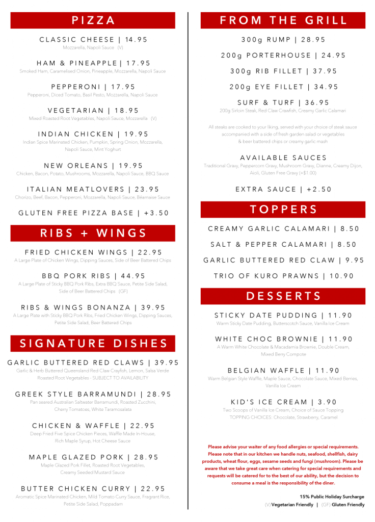 Tap'd Menu for Craft Beer & Cuisine in Ipswich | Prince Albert Hotel