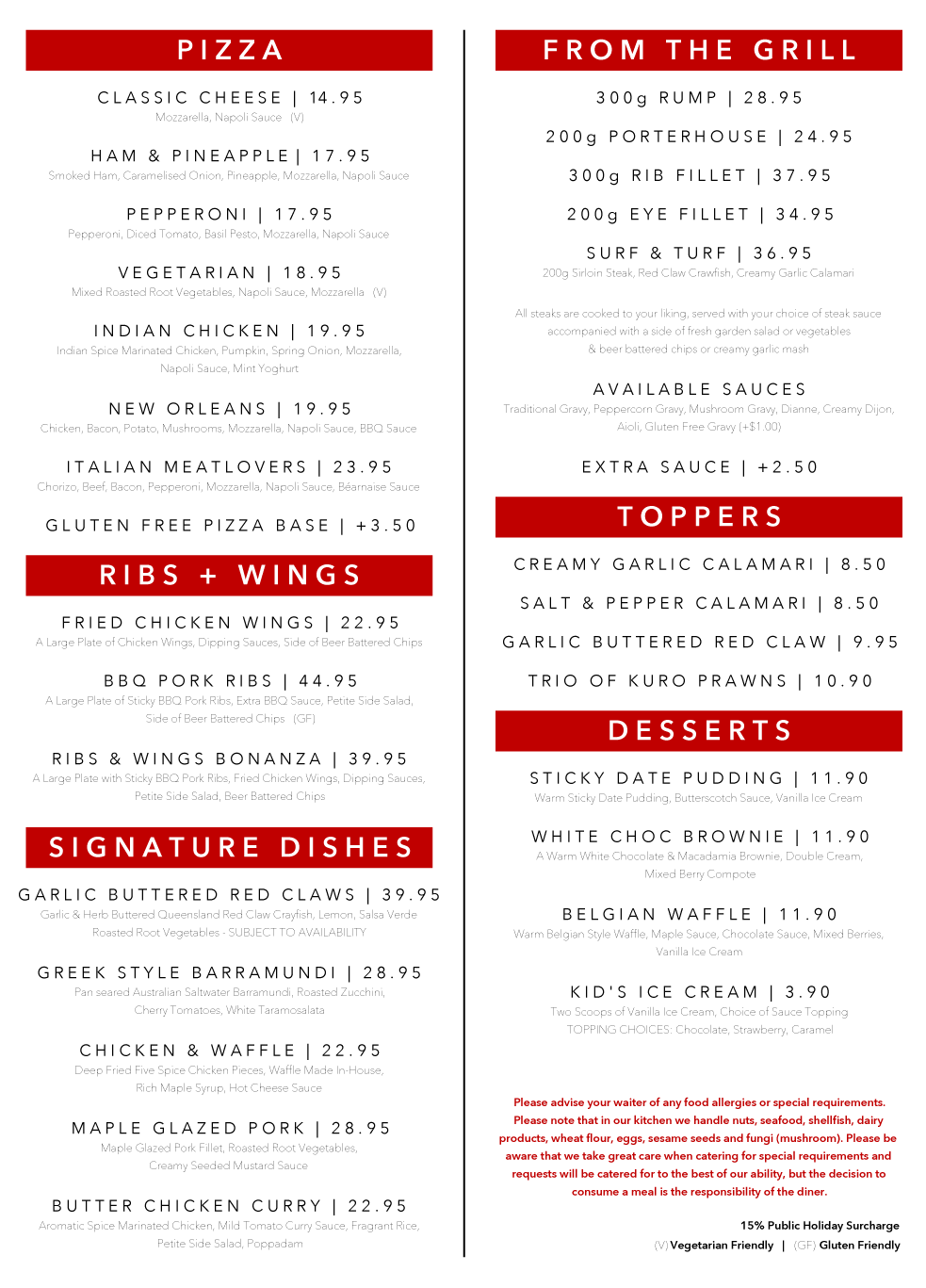 Tap'd Menu for Craft Beer & Cuisine in Ipswich | Prince Albert Hotel