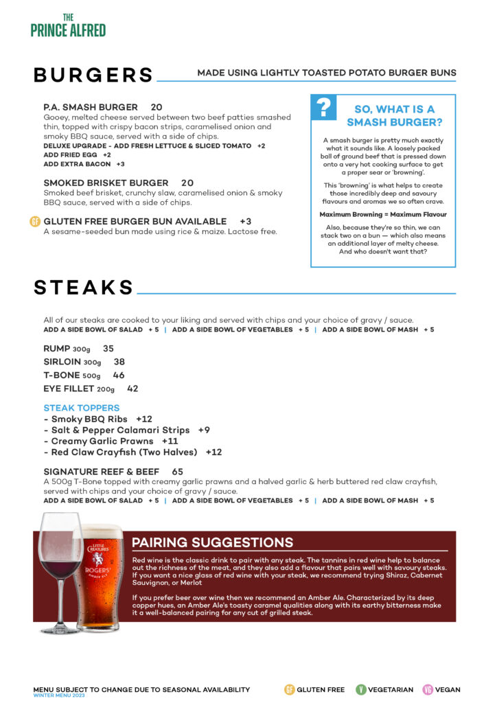 The PA Hotel Ipswich | Award-Winning Char'd Menu supporting local farms