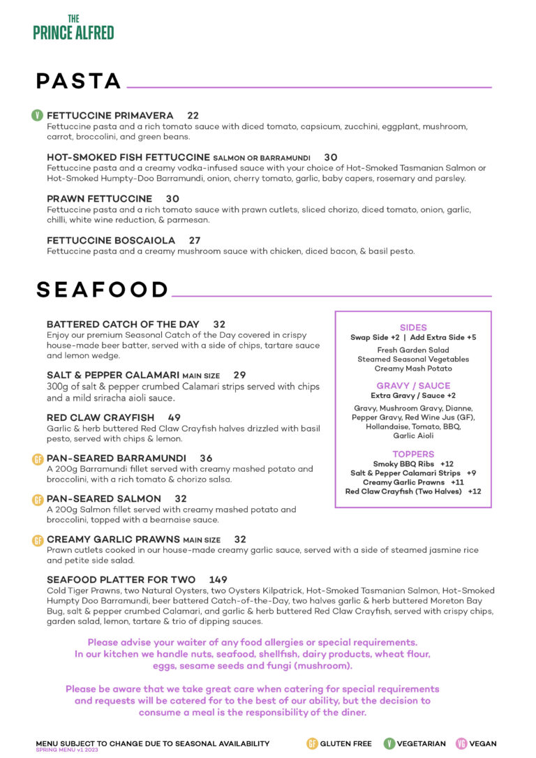 PA Hotel Ipswich | Delicious menu for every budget