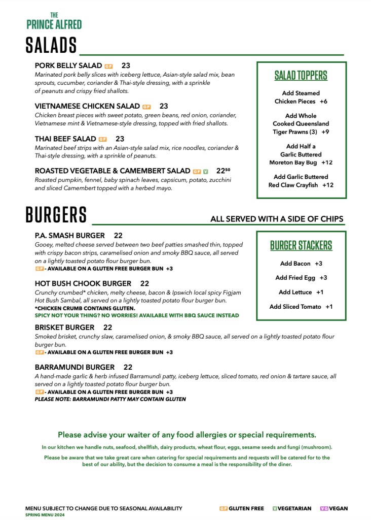 PA Hotel Ipswich | Delicious menu for every budget