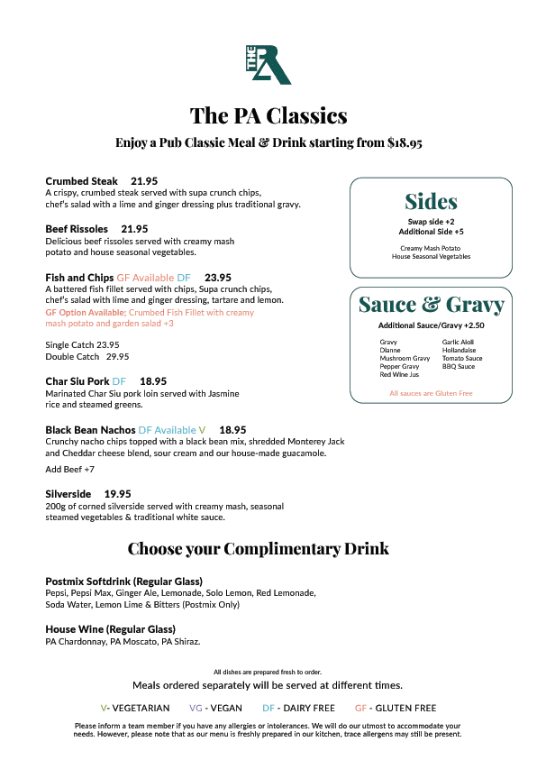 PA Hotel Ipswich | Enjoy your craft beer with our delicious new menu